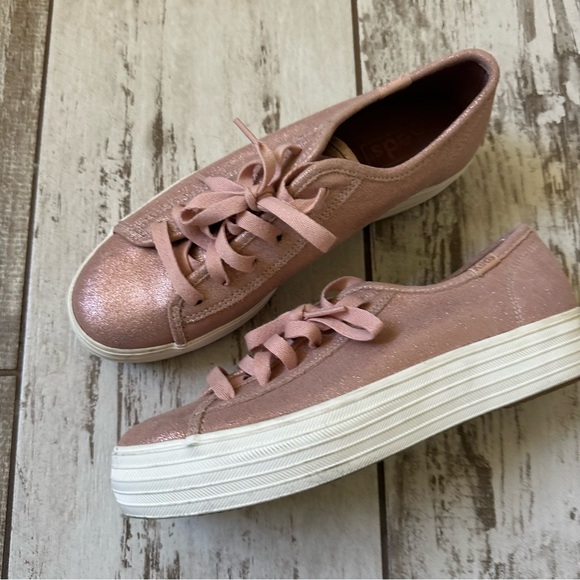 Keds | Shoes | Keds Pink Metallic Glitter Triple Decker Platform Lace ...